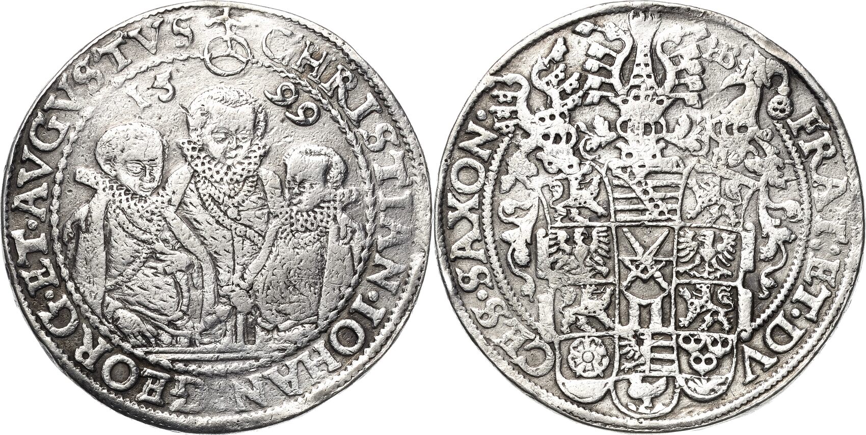 Sachsen-Kurlinie ab 1547 (Albertiner) Taler 1599, Christian II., Johann ...