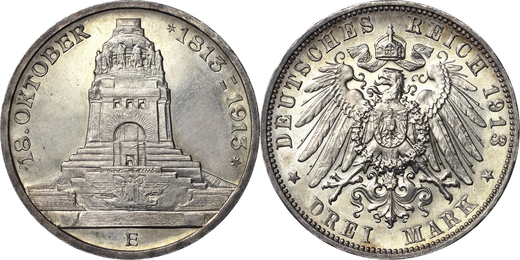 Sachsen 3 Mark 1913 Friedrich August III. 1904-1918 Attraktives ...