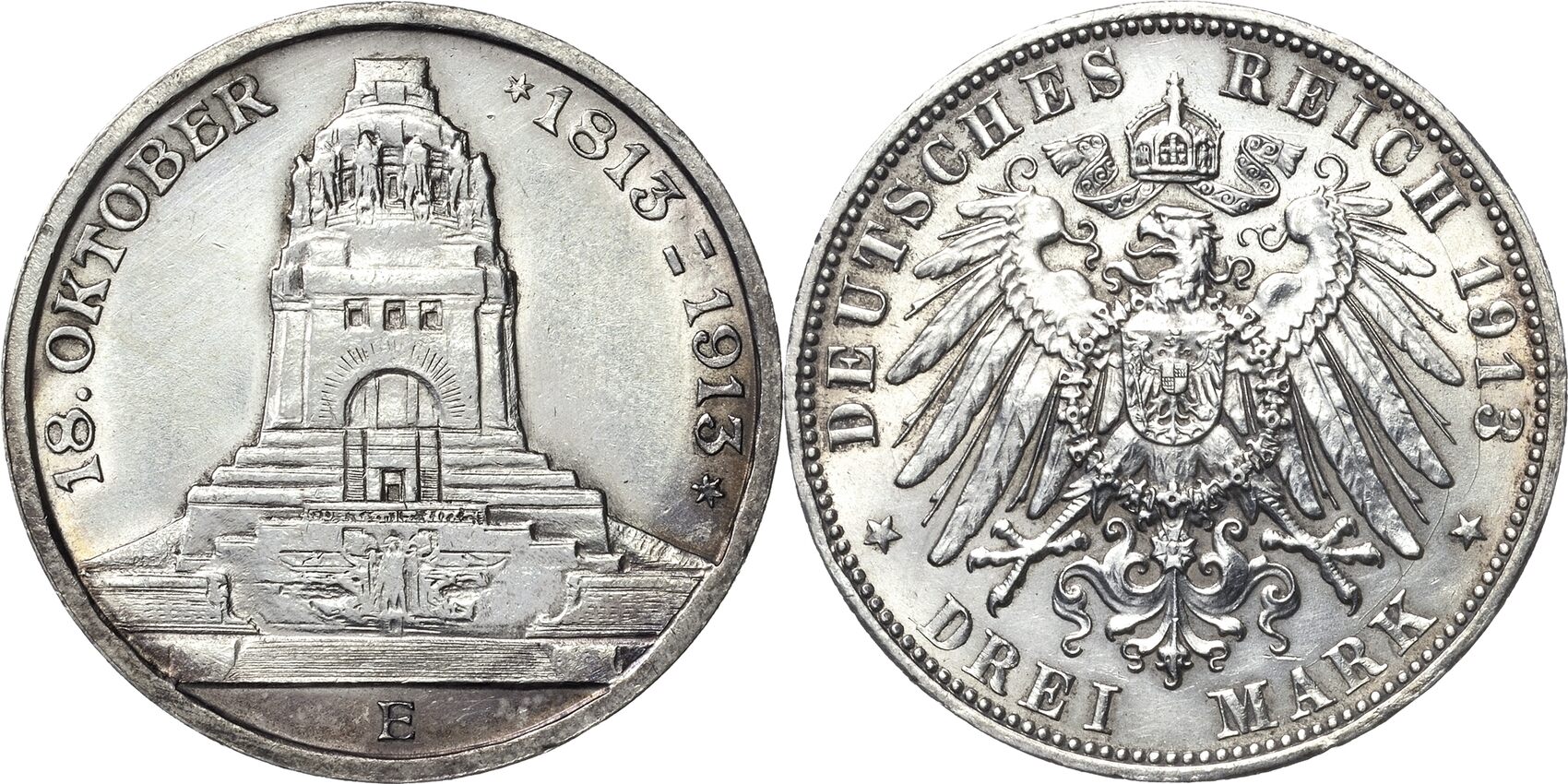 Sachsen 3 Mark 1913 Friedrich August III. 1904-1918 Fast Stempelglanz ...