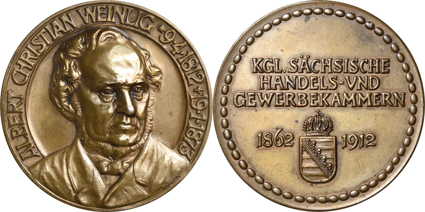 Medailleur Hörnlein, Friedrich Wilhelm 1873-1945 Bronzemedaille 1912 ...