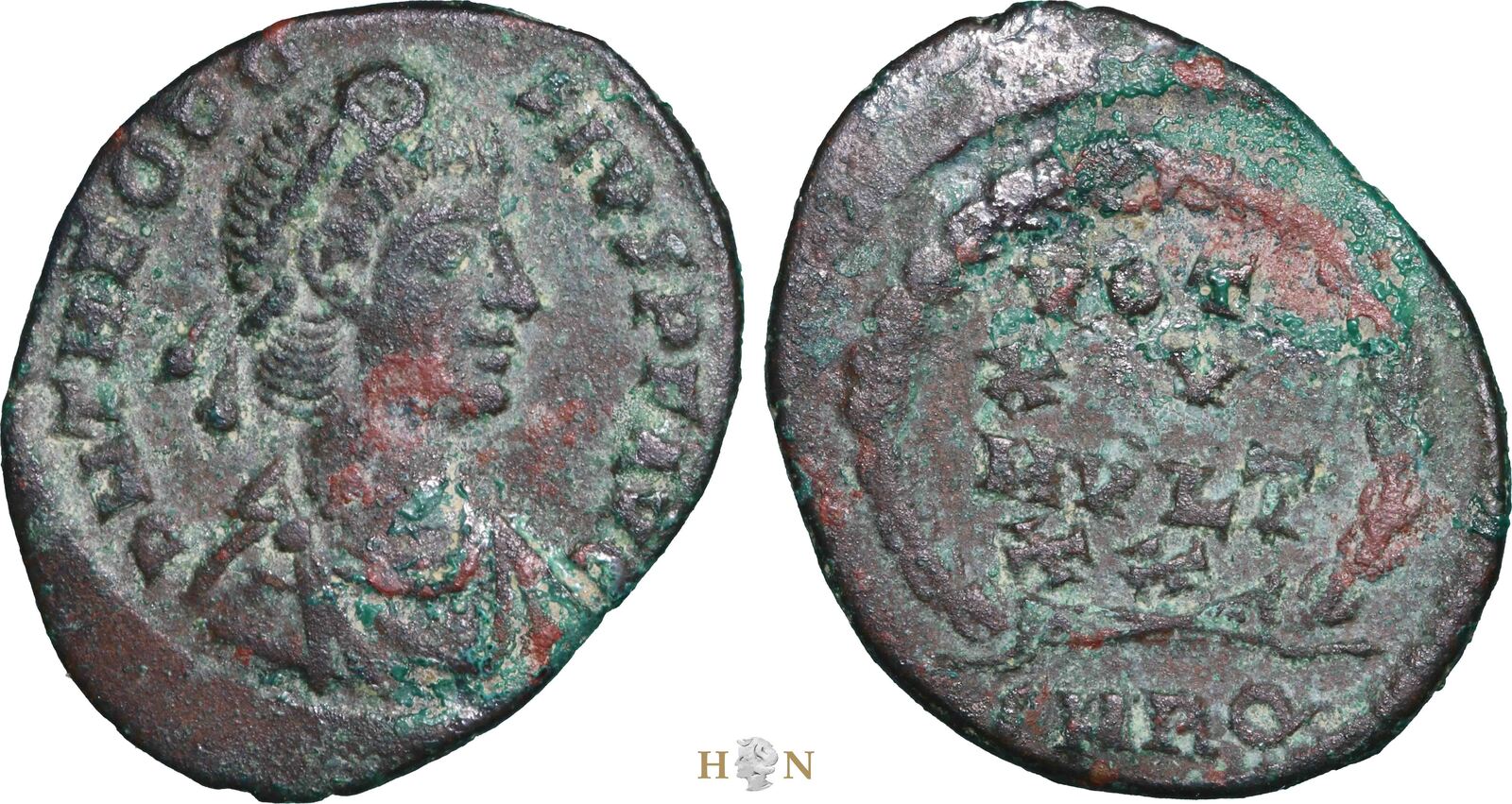 Roman Empire follis 378-383 AD Theodosius I (379-395), Rome, RIC 51d ...