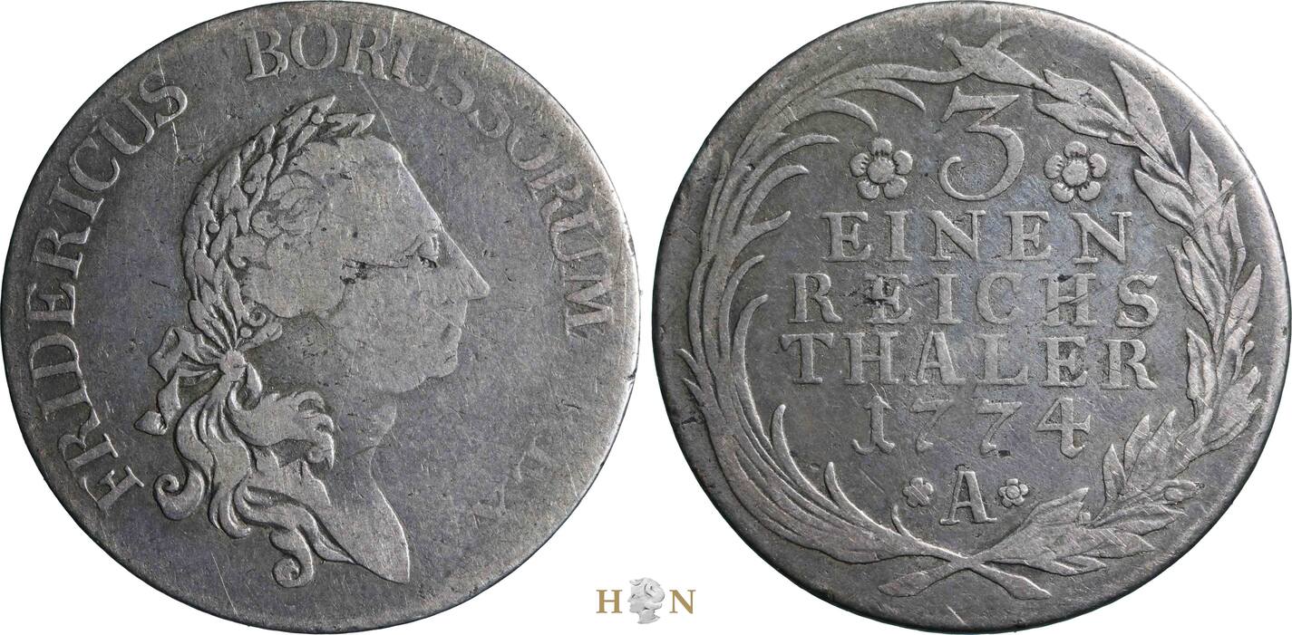 German States 1/3 Reichsthaler 1774 Kingdom of Prussia, Frederick II ...