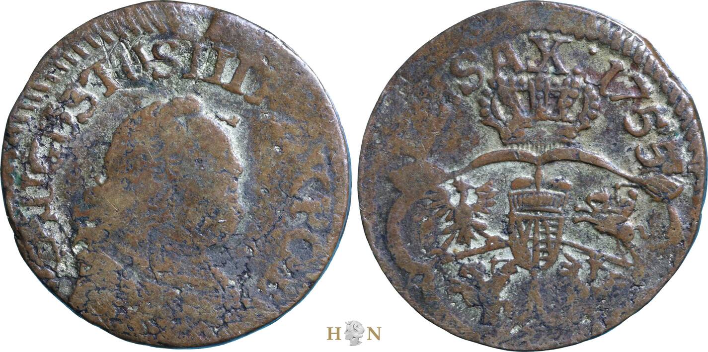 Polish–Lithuanian Commonwealth 1/3 groschen 1755 Augustus III (1734 ...