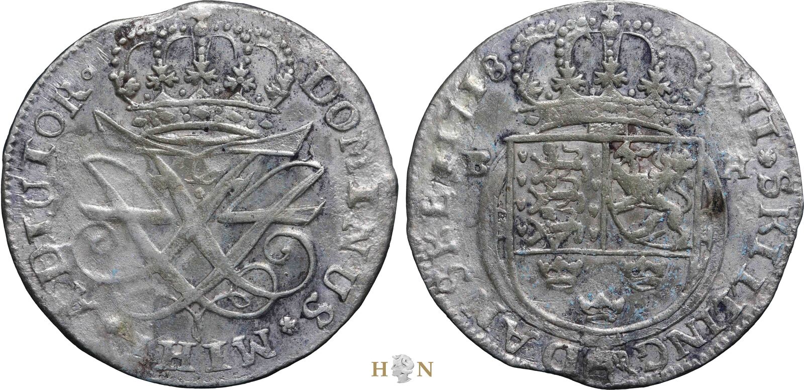 Denmark 12 Skilling 1718 AD Frederick IV (1699-1730), Rendsburg, aVF ...