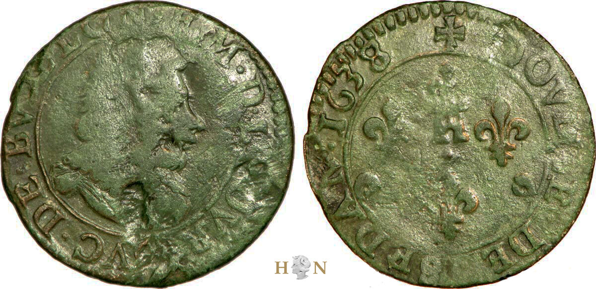France double tournois 1638 AD Ardennes, Principality of Sedan ...