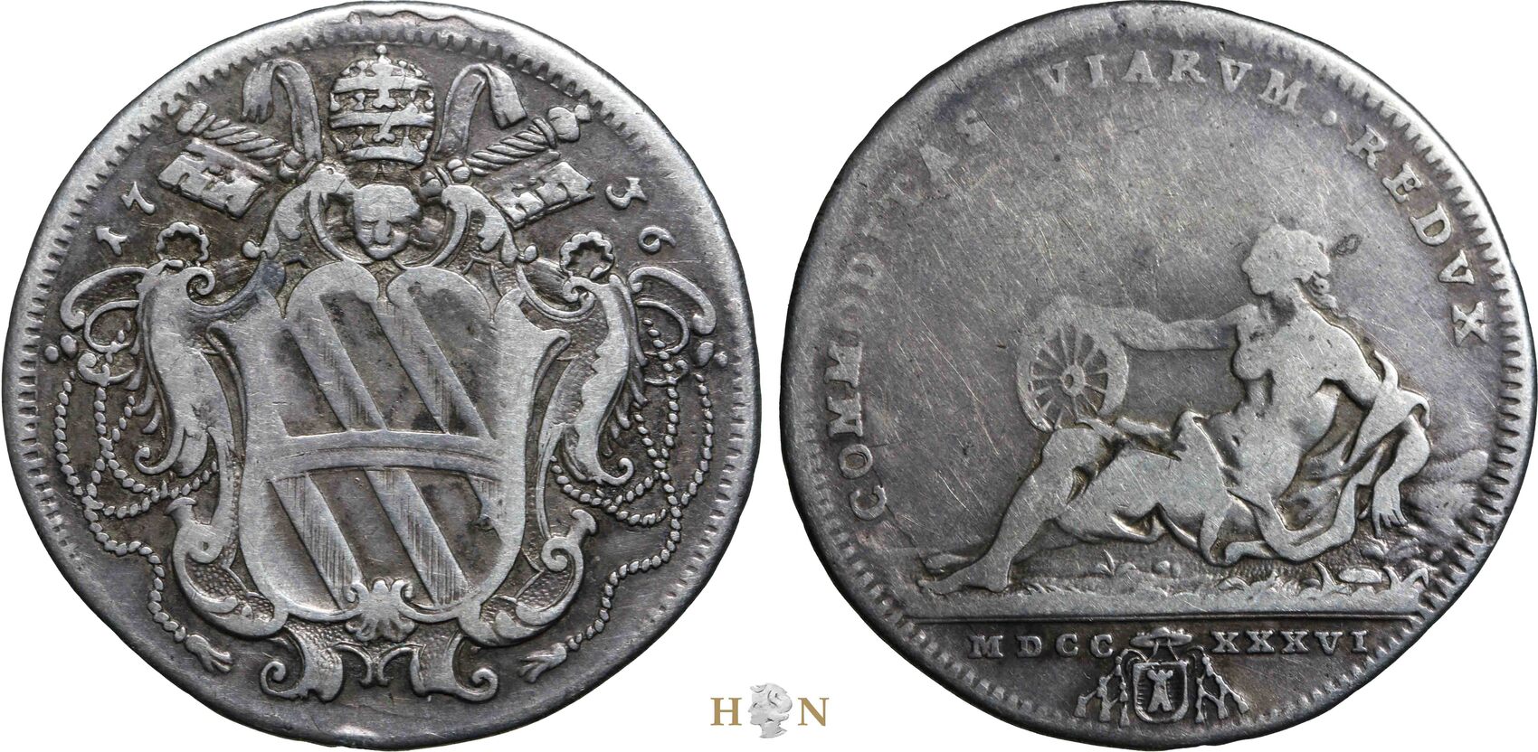 Papal States teston 1736 AD Clement XII (1730-1740), Rome, aVF | MA-Shops