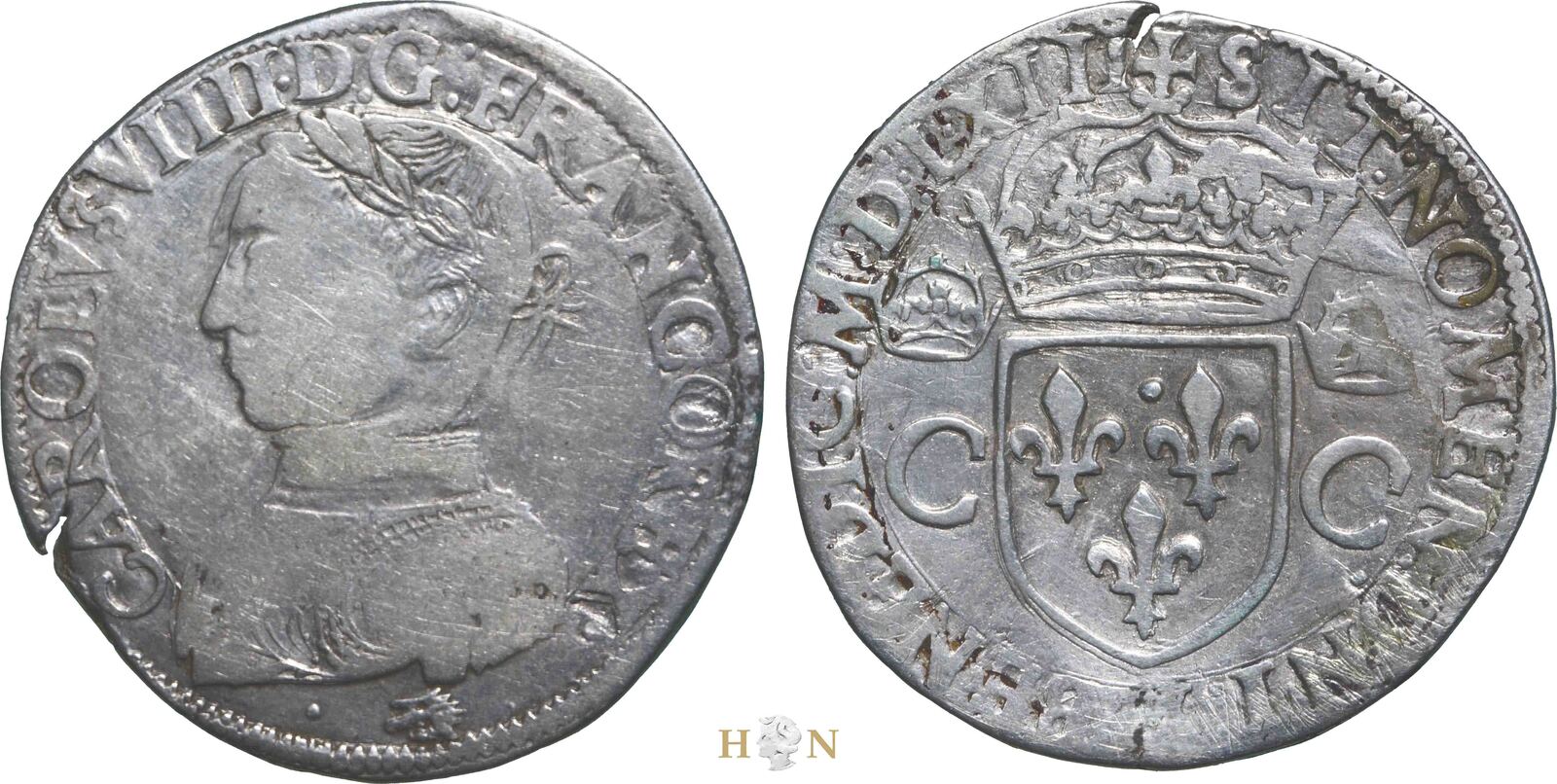 France teston 1563 AD Charles IX (1560-1574), La Rochelle, VF- | MA-Shops