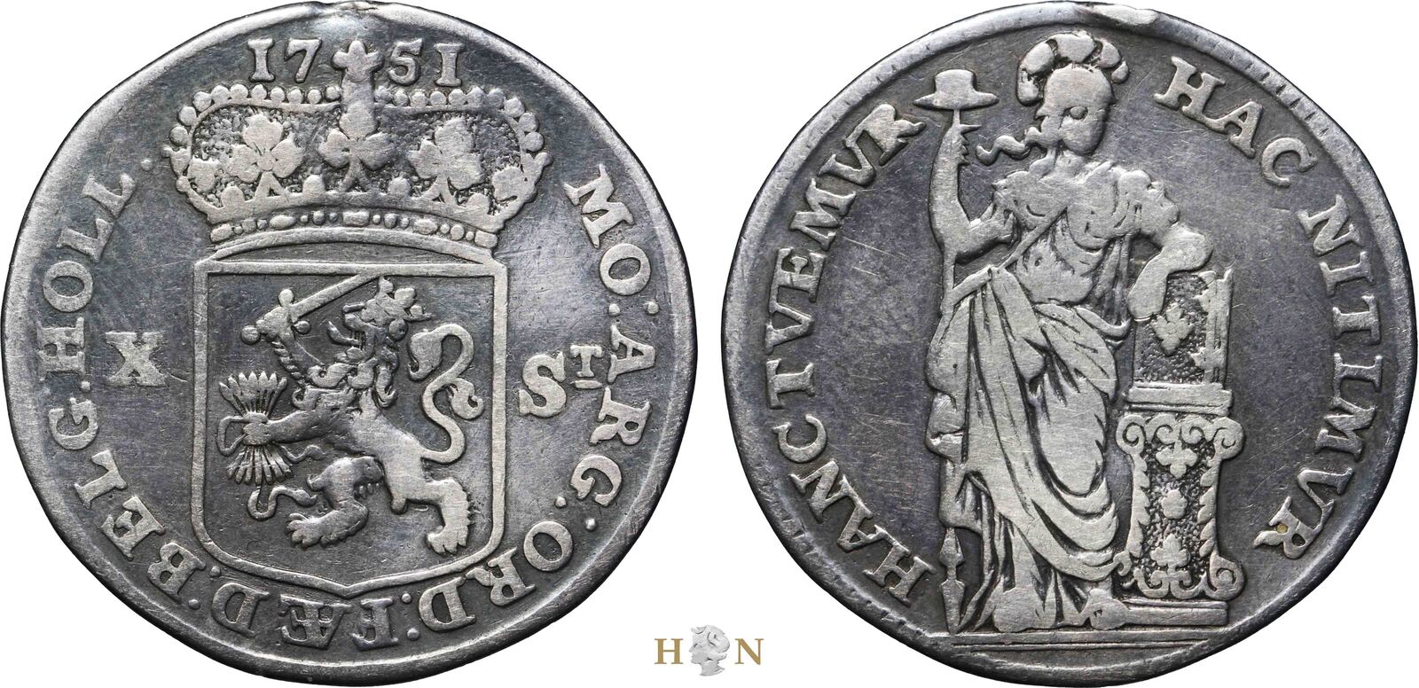 Nederland X stuiver 1751 n.Chr. Provincie Holland, Dordrecht, ZFr- | MA ...