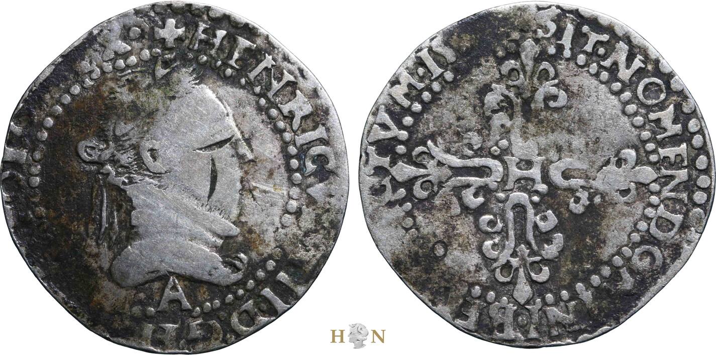 France 1/4 franc 1574-1589 AD Henry III (1574-1589), Paris, F / VF ...