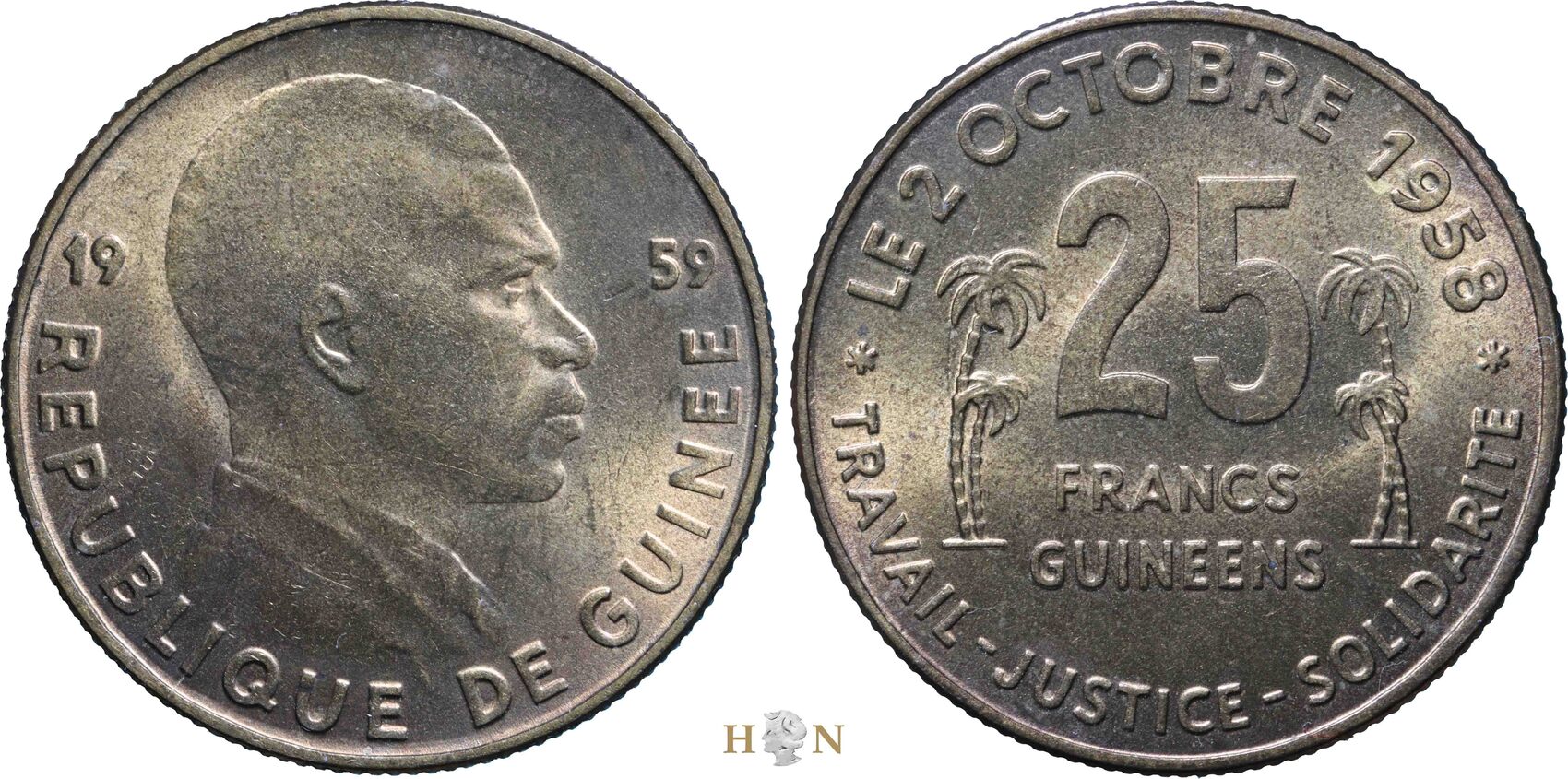 Guinea 25 francs 1959 AD Republic, Kremnitz, UNC- | MA-Shops