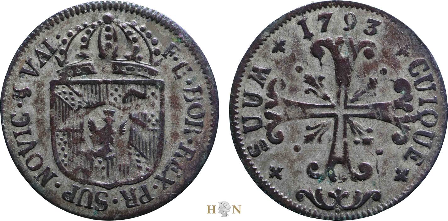 Switzerland 1/2 Batzen | 2 Kreutzer 1793 AD Neuchâtel, Frederick ...