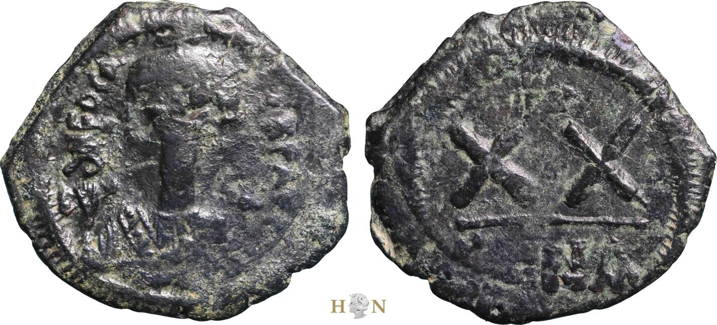 Byzantine Empire half follis | 20 nummi 602-603 AD Phocas (602-610 ...