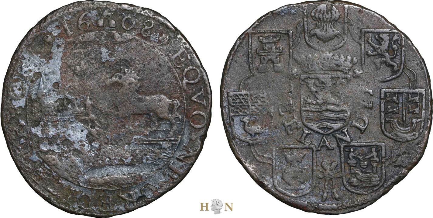 Nederland rekenpenning 1608 n.Chr. Provincie Zeeland, Middelburg, Fr ...