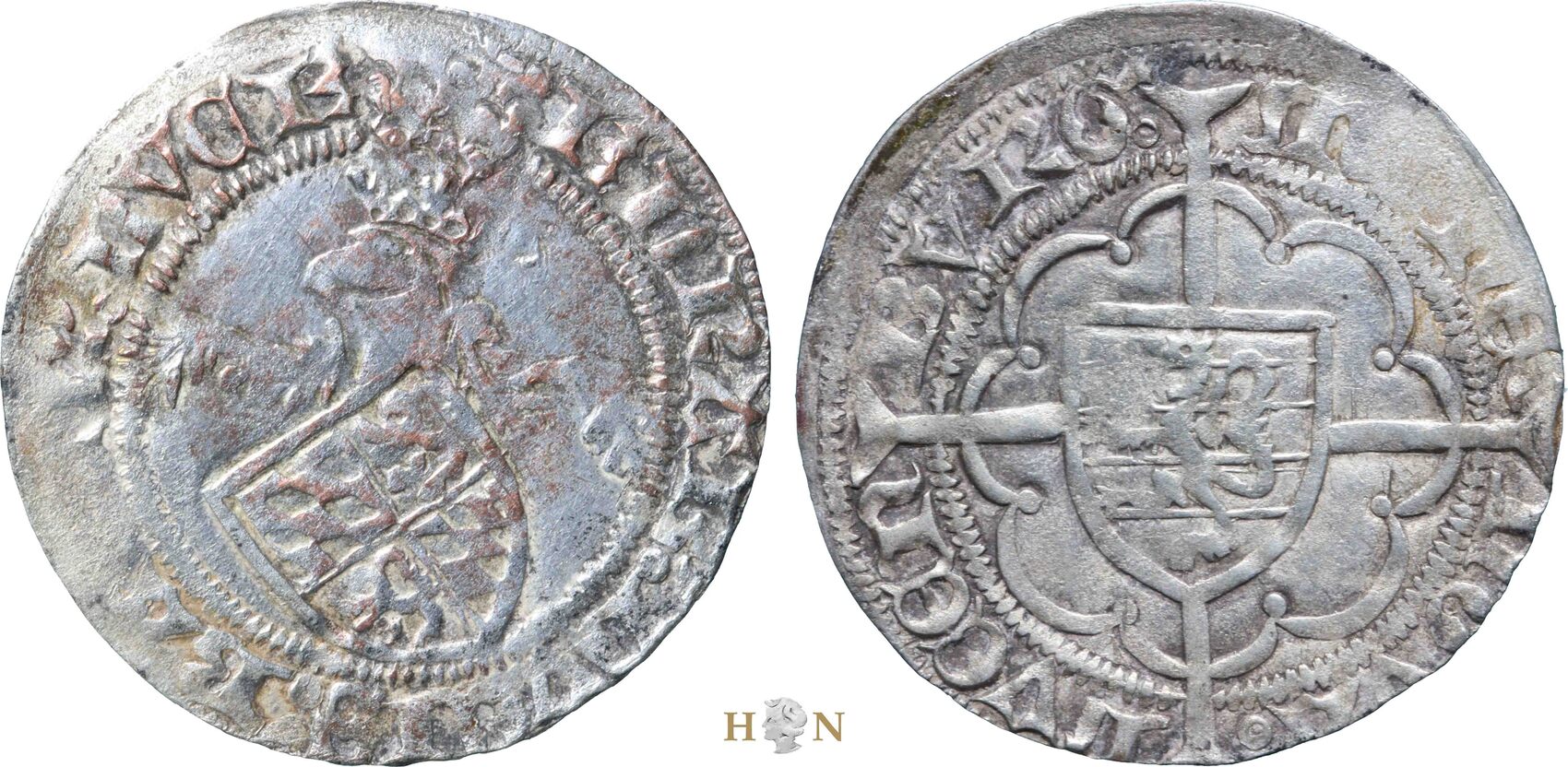 1/2 Groschen 1425-1433 AD Duchy Luxembourg, Elisabeth of Görlitz (1425 ...