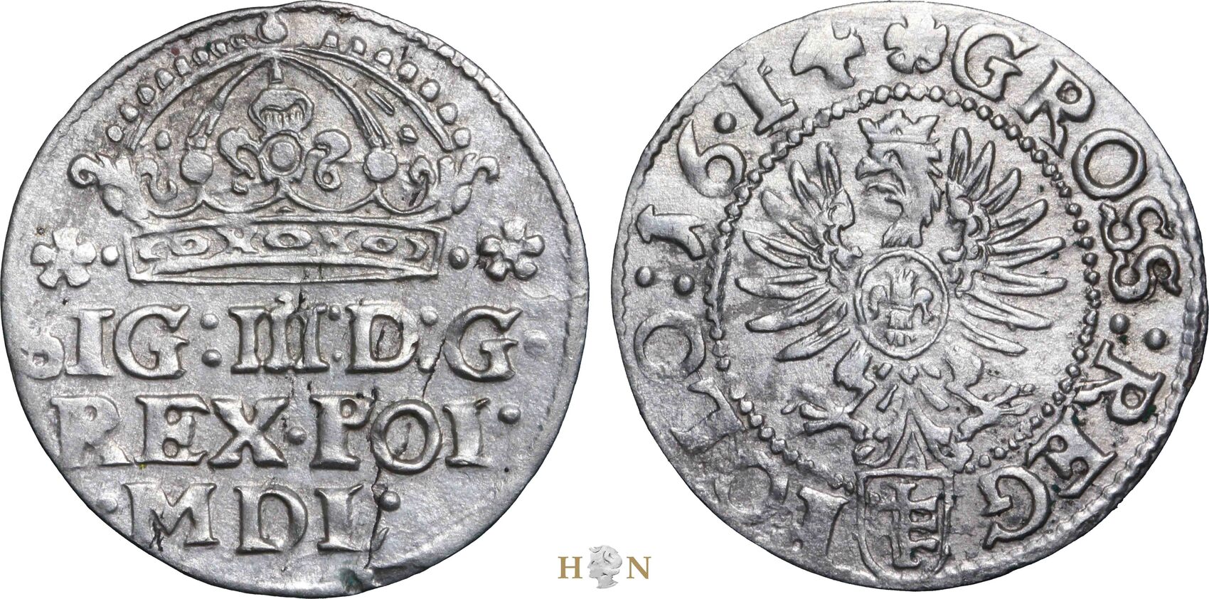 Polish–Lithuanian Commonwealth grosz 1614 AD Sigismund III Vasa (1587 ...