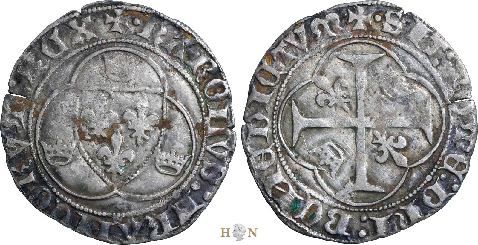 France blanc à la couronne 1488 AD Charles VIII (1483-1498), Poitiers ...