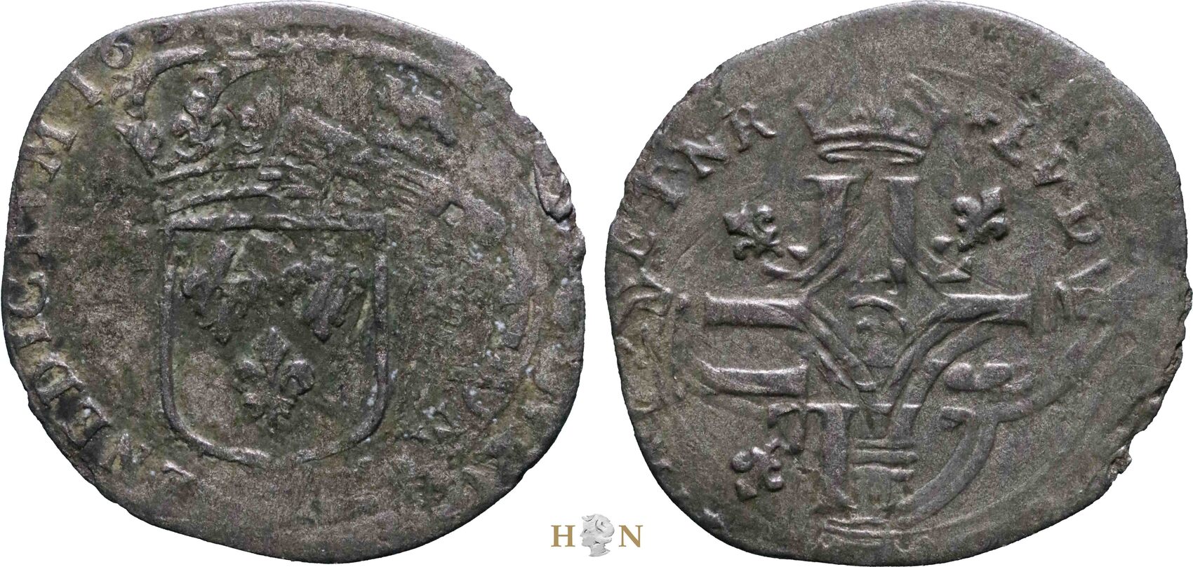 France douzain with 8 Ls | COUNTERMARKED stuiver 1692-1699 AD Louis XIV ...