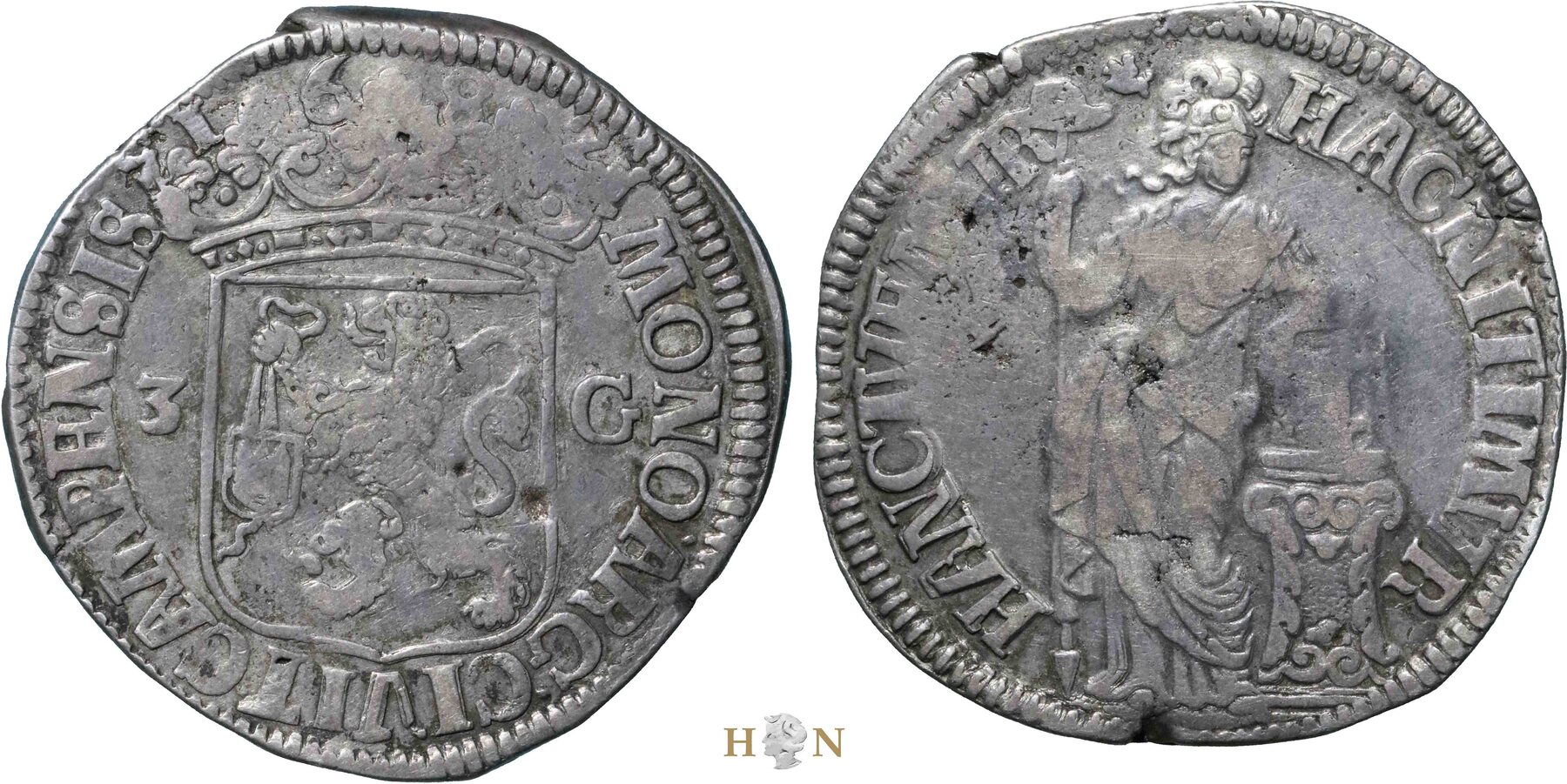 Nederland 3 gulden 1682 stad Kampen, zeldzaam, ZFr | MA-Shops
