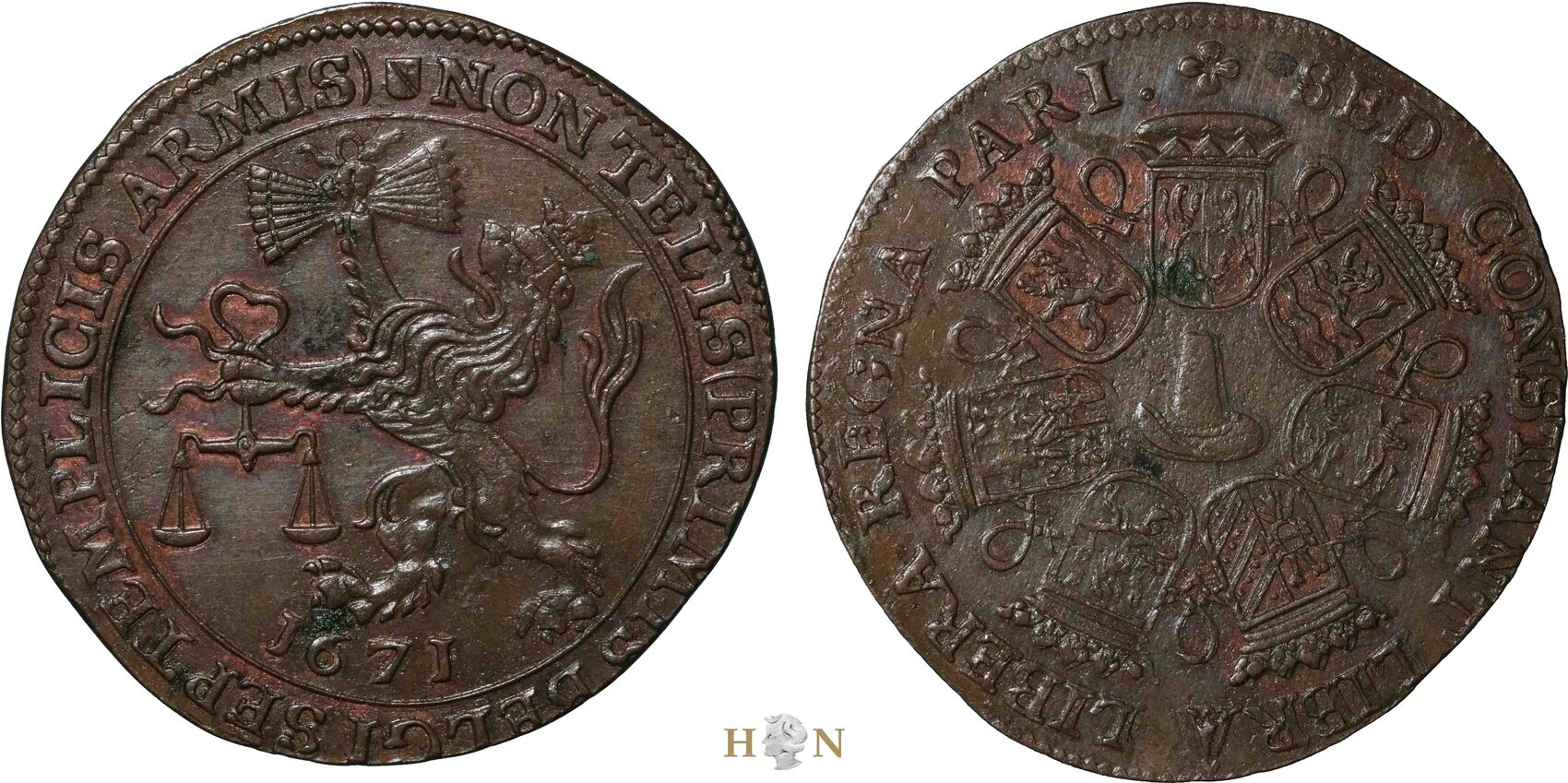 Nederland rekenpenning | jeton 1671 Staten van Utrecht, Pr+ | MA-Shops