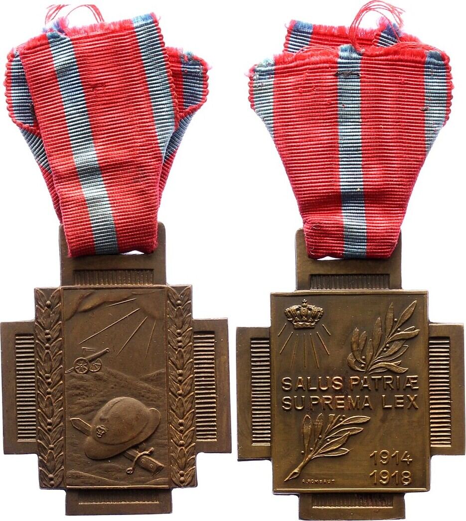 Belgien-Königreich 1914 Allgemein 1000-2000. An rot-blauem Band ...