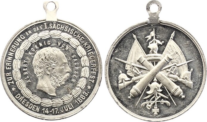 Sachsen-Albertinische Linie Zinnmedaille 1883 Albert 1873-1902. Kl ...
