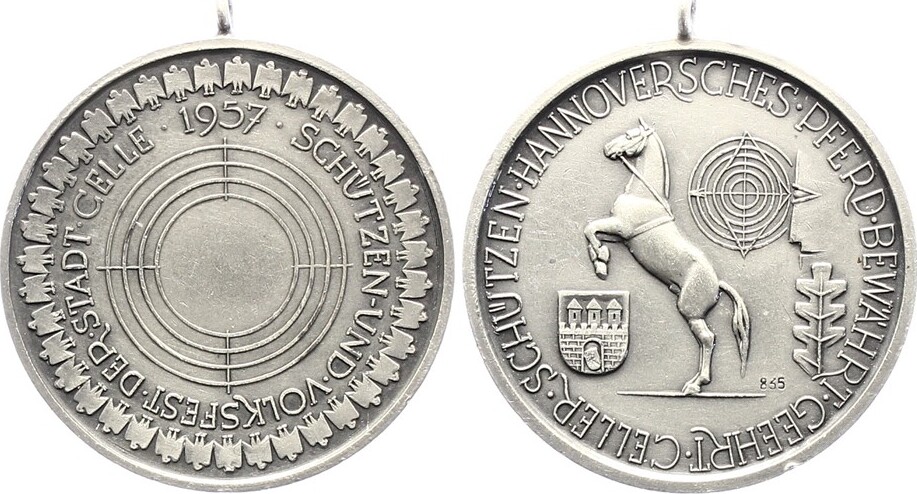 Celle, Stadt Silbermedaille 1957 Zaponiert. Kl. Randfehler, prägefrisch ...