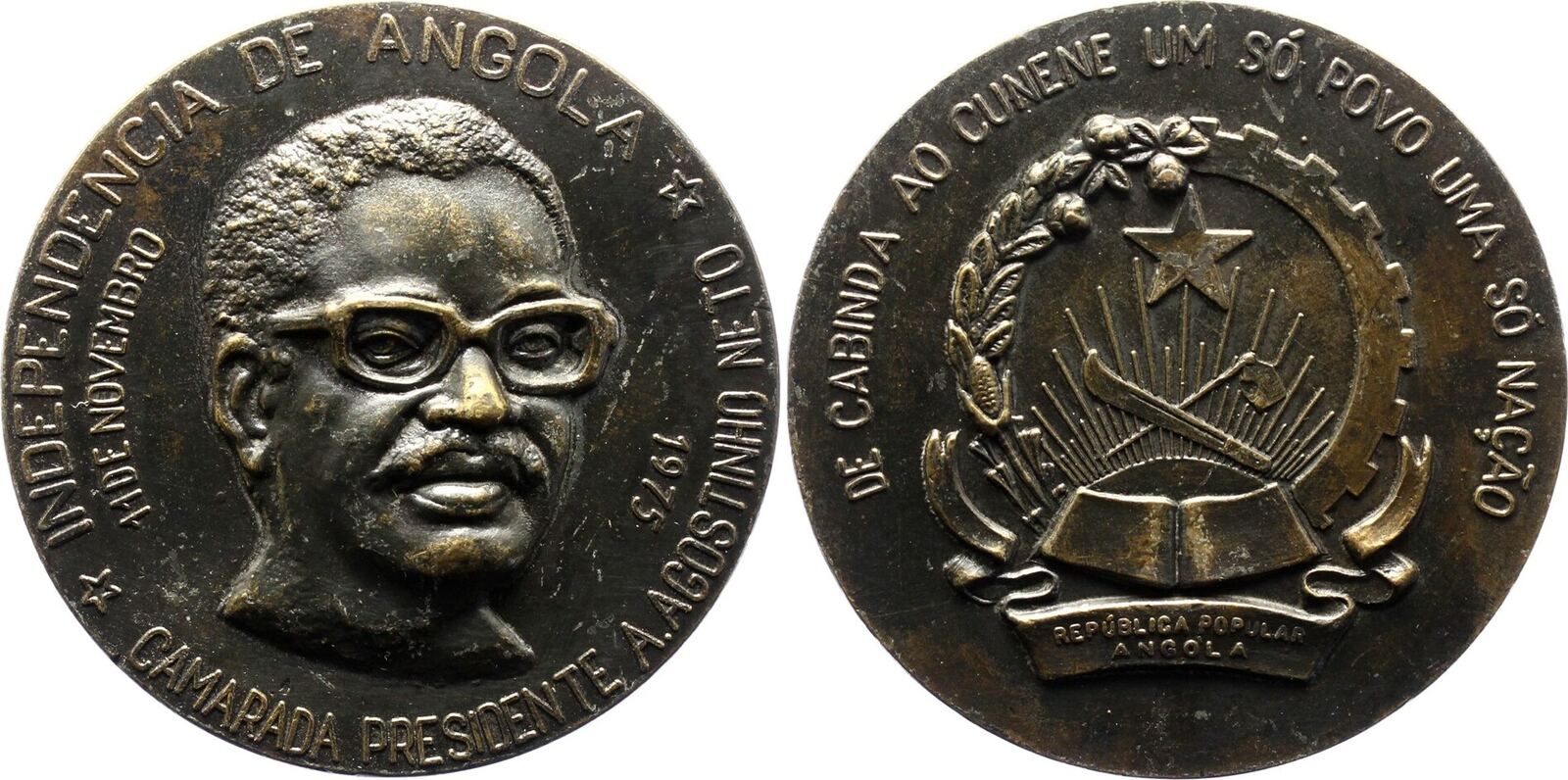 Medicina in nummis Bronzegussmedaille 1975 Agostinho Neto, Antonio ...