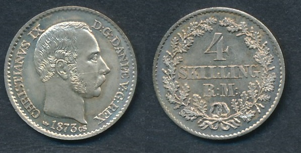 Dänemark 4 Skilling Rigsmont 1873 VZ/ST | MA-Shops