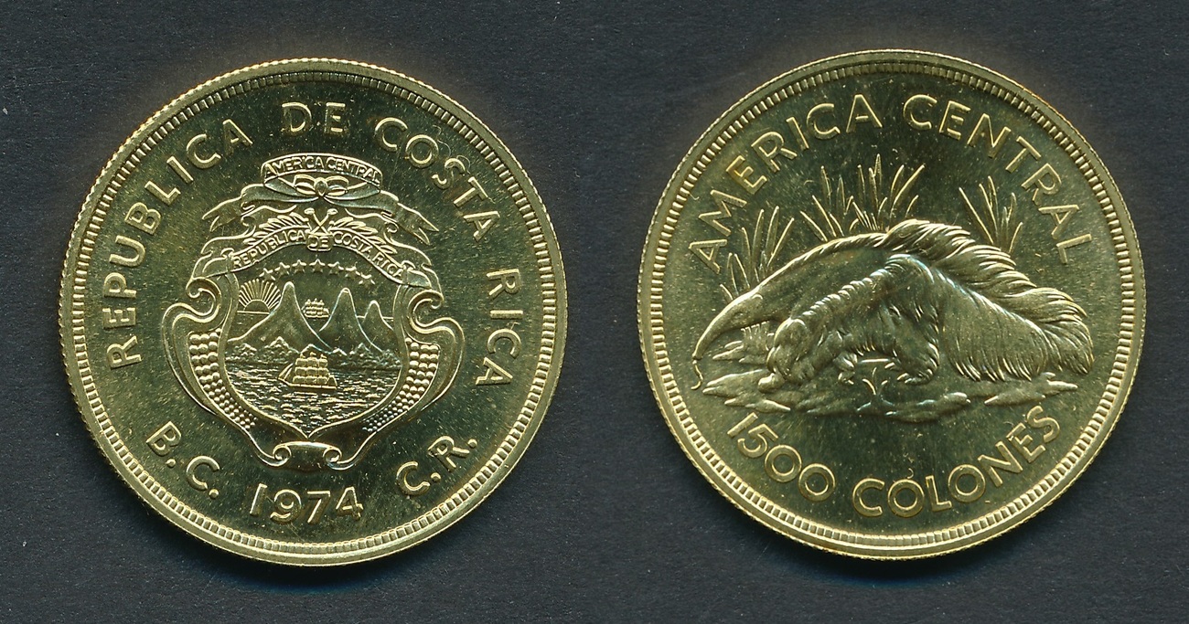 Republica De Costa Rica 1500 colones 1974 Conservation coin WWF, ST ...