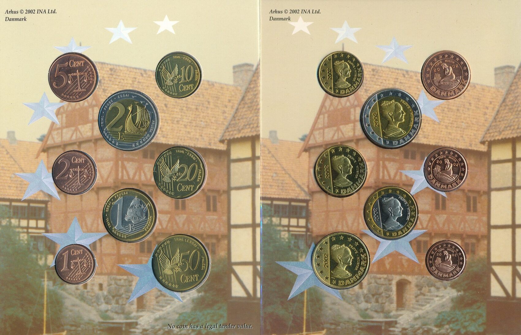 Denmark 2002 Euro Collection, trial set, galeon edition, ST | MA-Shops