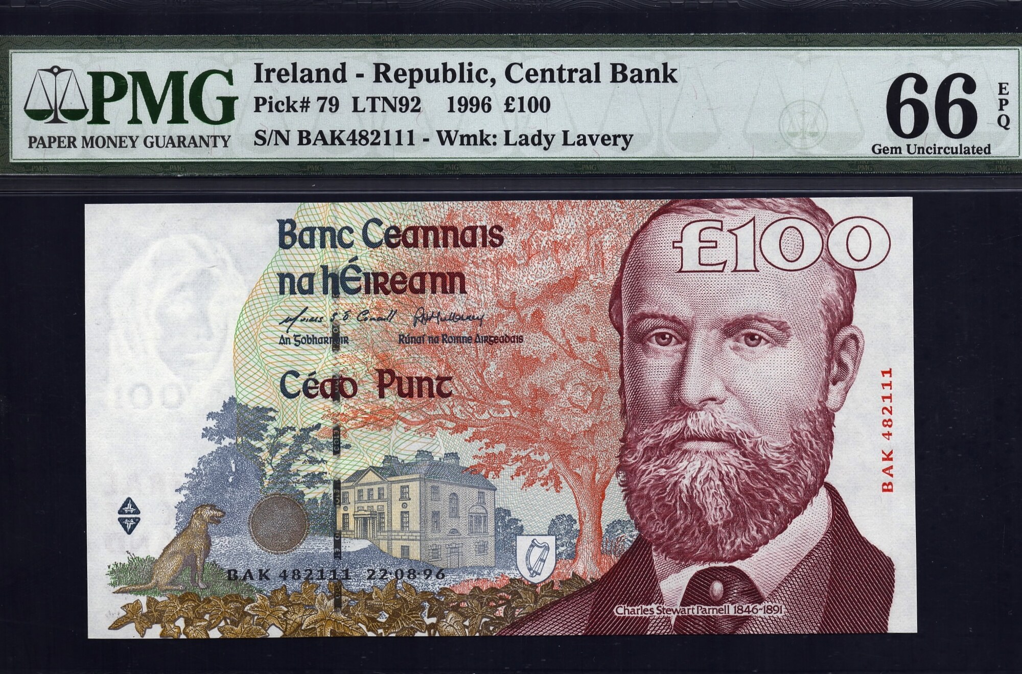 Ireland Republic 100 Pounds Great and scarce banknote. PMG 66 EPQ | MA ...