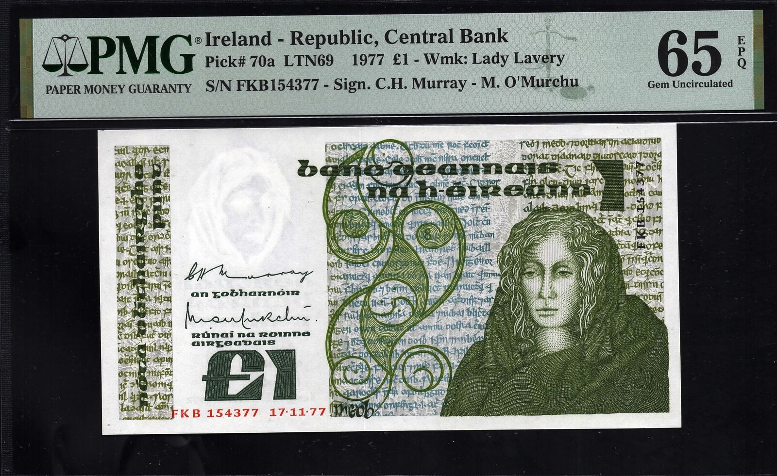 Ireland 1 Pound 1977 PMG 65 EPQ | MA-Shops