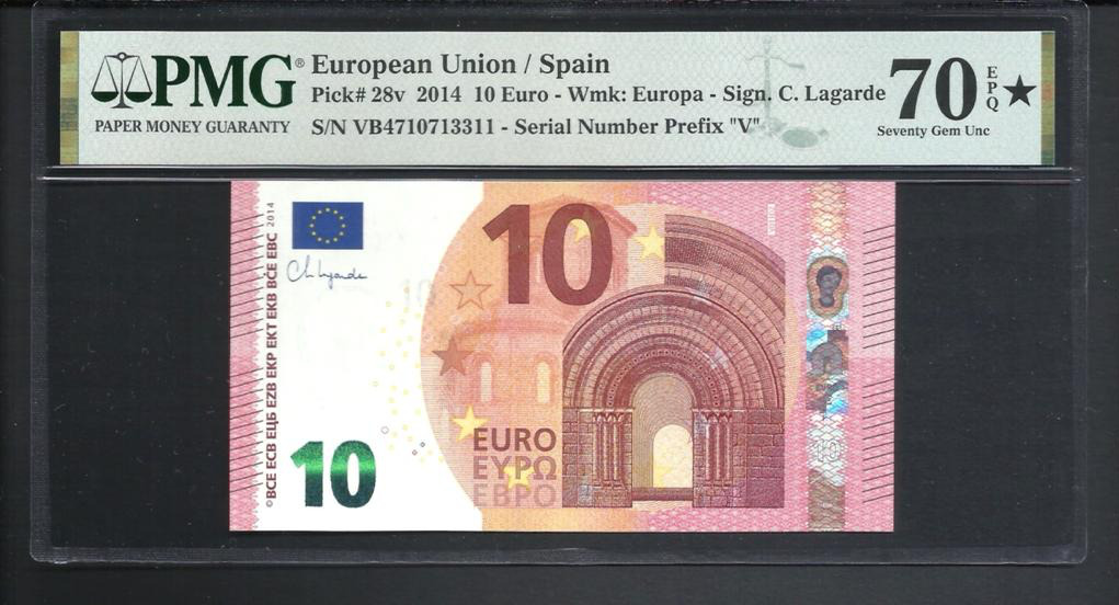 European Union 10€ 2014 Signature Lagarde, ultra Scarce note from Spain ...