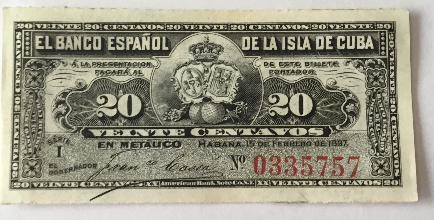 Cuba 20 Centavos 1897 Uncirculated | MA-Shops