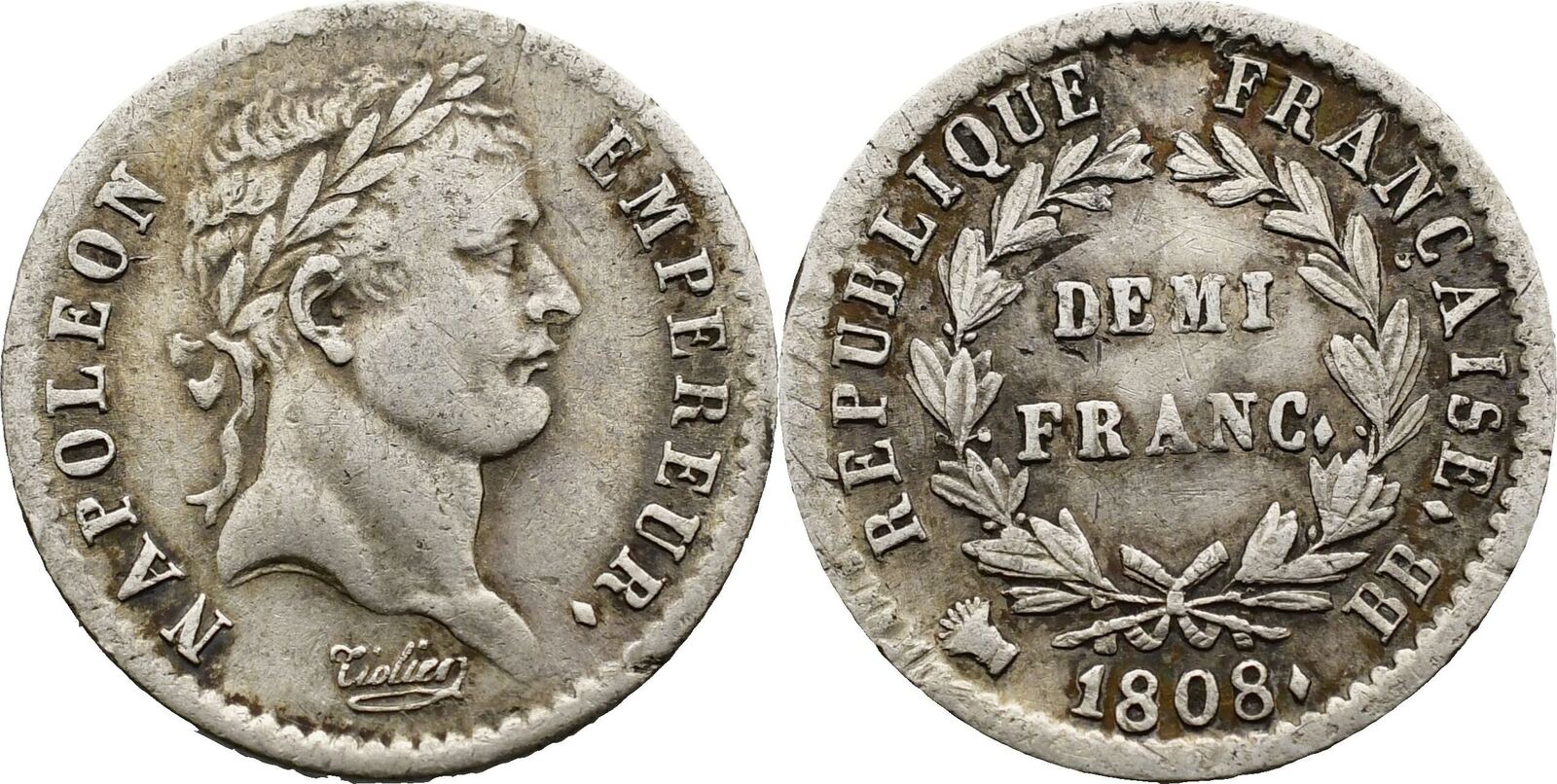 France Demi Franc 1808 Strasbourg ND SS | MA-Shops