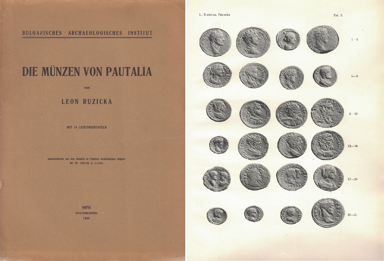 ROMAN PROVINCIAL COINAGE 1933 RUZICKA - DIE MÜNZEN VON PAUTALIA ...