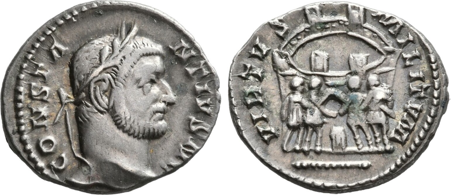 ANCIENT COINS - Argenteus CONSTANTIUS CHLORUS, Caesar 293-305 Sehr ...