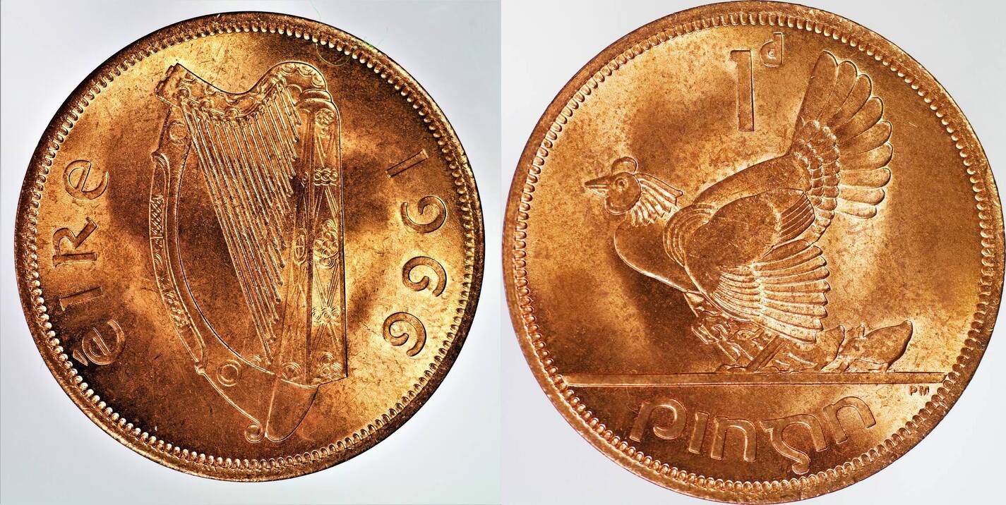 Ireland Penny 1966 UNC KM 10 MA Shops