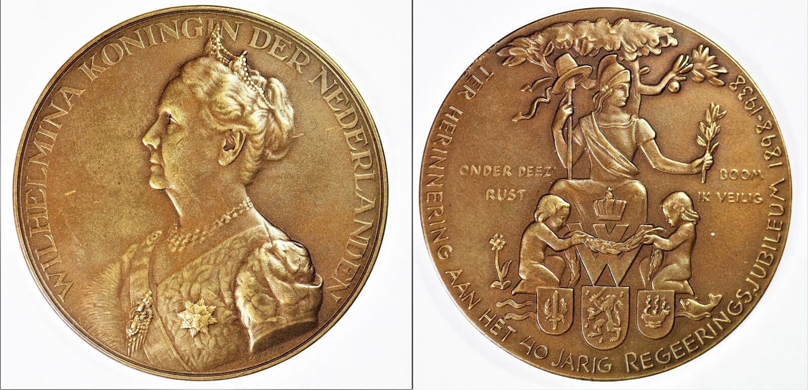 Nederland Penning 1938 Veertigjarig regeringsjubileum van koningin ...