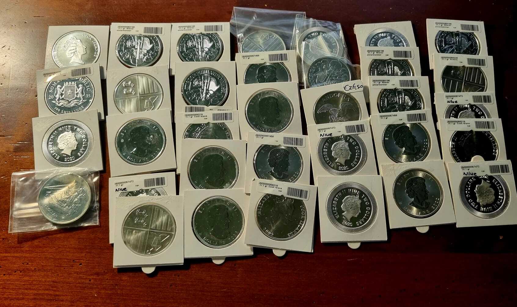 Lot of 34 silver troy ounce coins | MA-Shops
