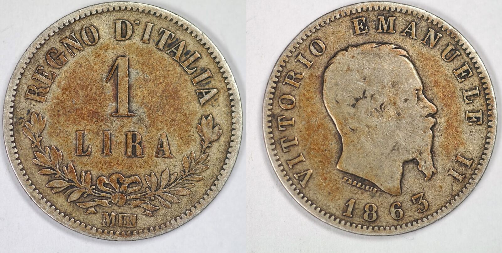 Italy Lira 1863 M VF- | MA-Shops