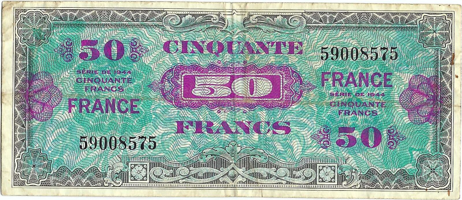 France AMC - 50 Francs 1944 P#122 Misprint | MA-Shops