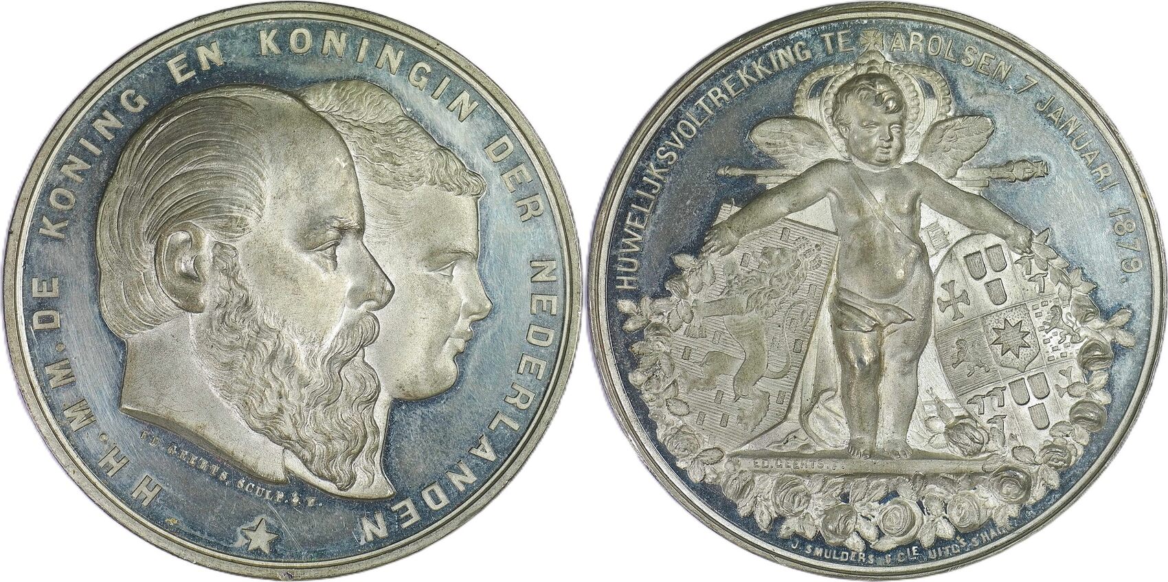 Netherlands / Waldeck Pyrmont Historical Medal 1879 Marriage of William ...