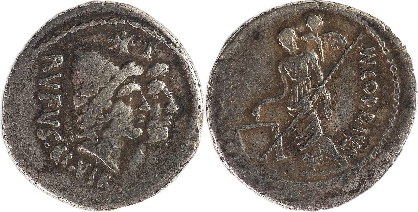 Roman Republic Denarius 46 BC M. Cordius Rufus - Dioscuri and Venus ...