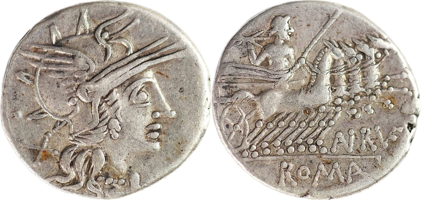 Roman Republic Denarius 144 BC T. Annius Rufus - Rome - Roma and ...