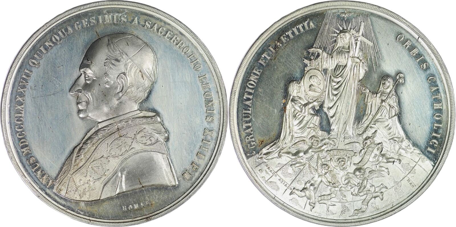 Vatican Silver Medal 1887 Leo XIII – 50th Anniversary of Priesthood EF ...