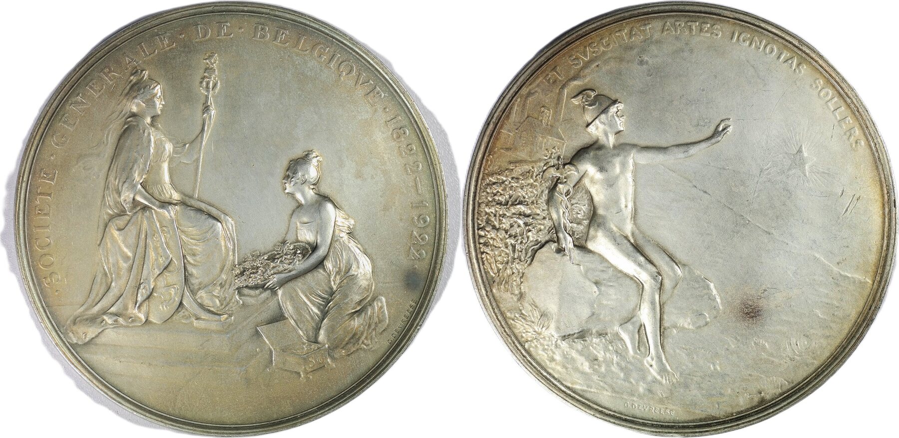 Belgium Silver Medal 1922 Société Générale – Centenary Medal - Devreese ...