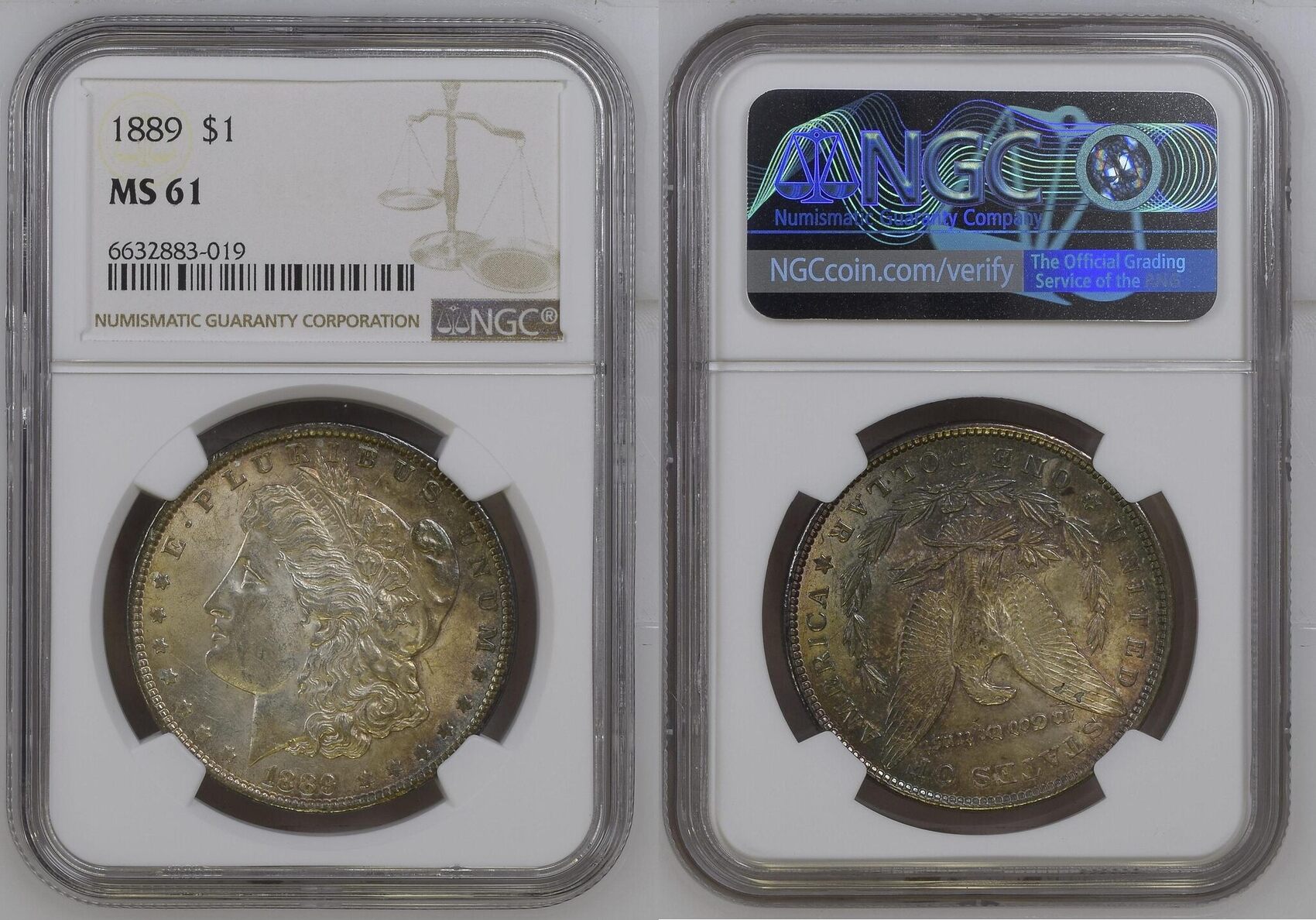 USA $1 SILVER DOLLAR 1889 NGC MS 61 | MA-Shops