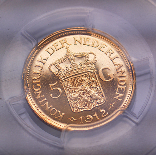 The Netherlands 5 gulden goud 1912 Wilhelmina PCGS PR 63 PP | MA-Shops