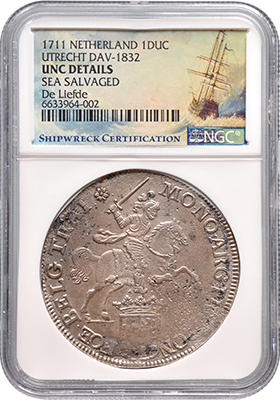 The Netherlands Silver rider Utrecht 1711 – De Liefde NGC Shipwreck graded | MA-Shops